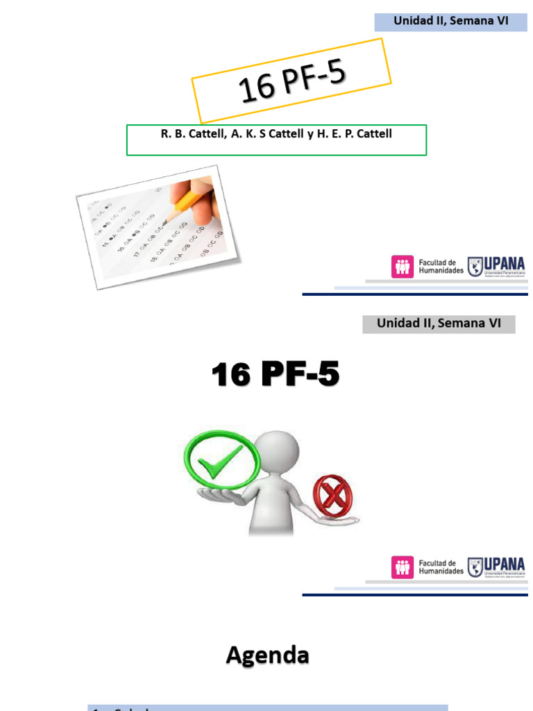 Unidad II Semana VI 16 PF-5 | PDF | Sicología | Ciencias del comportamiento