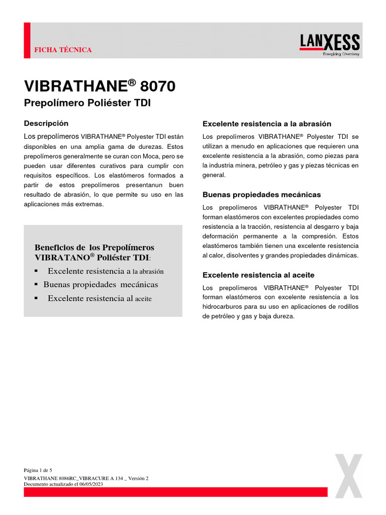 Vibrathane 8070 - Spanish | PDF | Ciencias fisicas | Cantidad