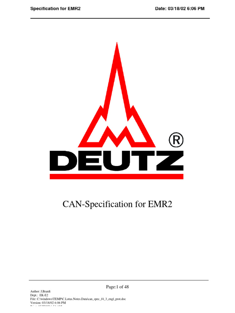 EMR2 CAN Specification Guide | PDF | Bit Rate | Bit