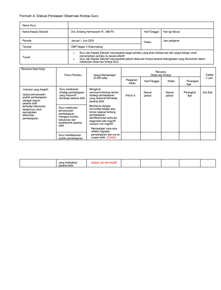 Form A Instruksi Yang Adaptif | PDF