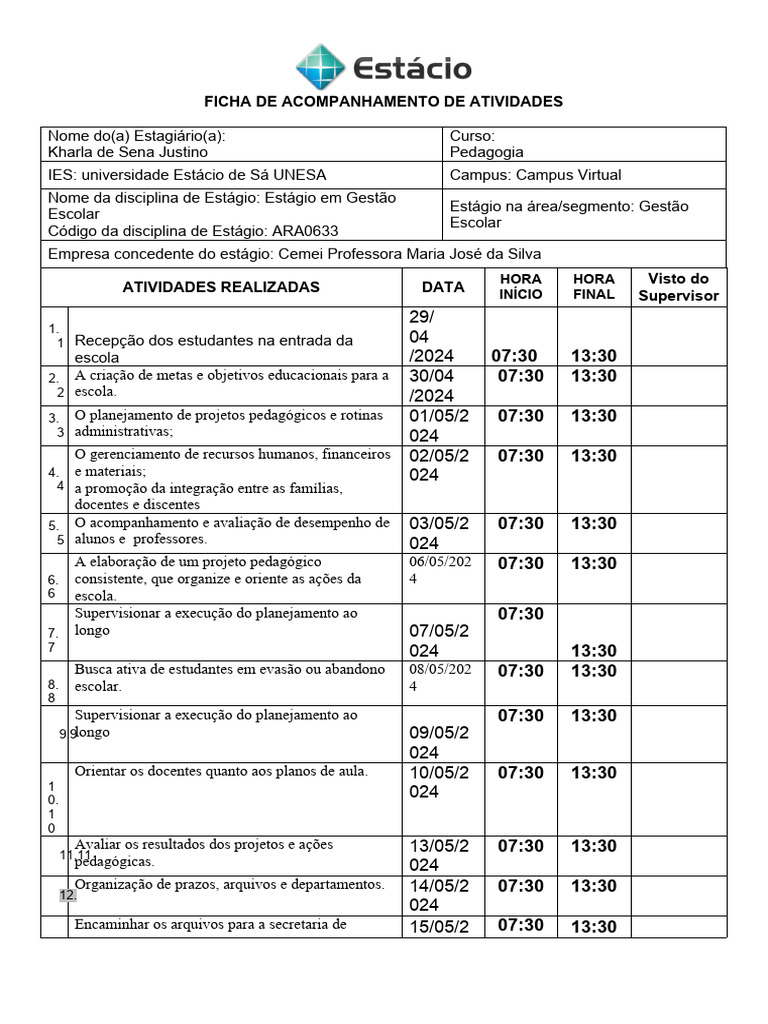PEDAGOGIA Est Gio Modelo de Ficha de Acompanhamento | PDF | Pedagogia