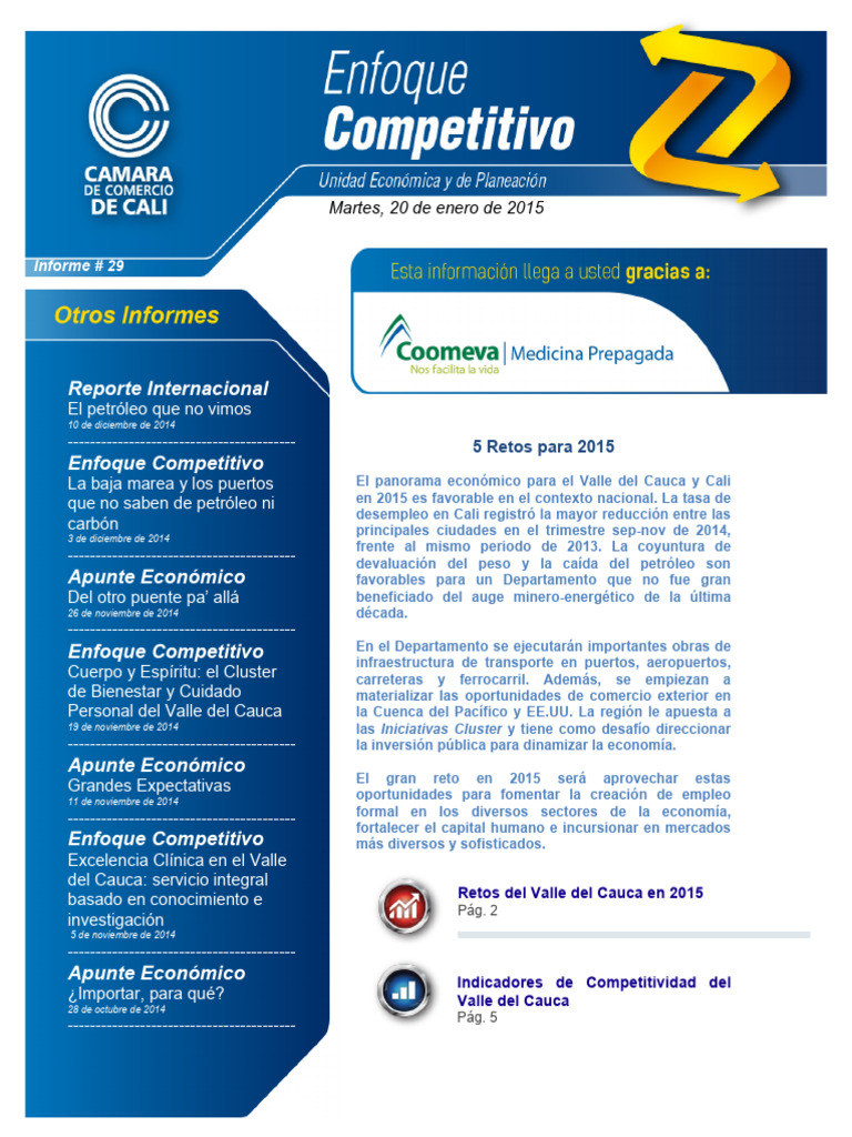 Enfoque Competitivo Retos Valle 2015 | PDF | Economias
