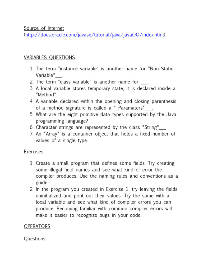 Java Questions | PDF | Control Flow | Method (Computer Programming) Java Questions | PDF | Control Flow | Method (Computer Programming)