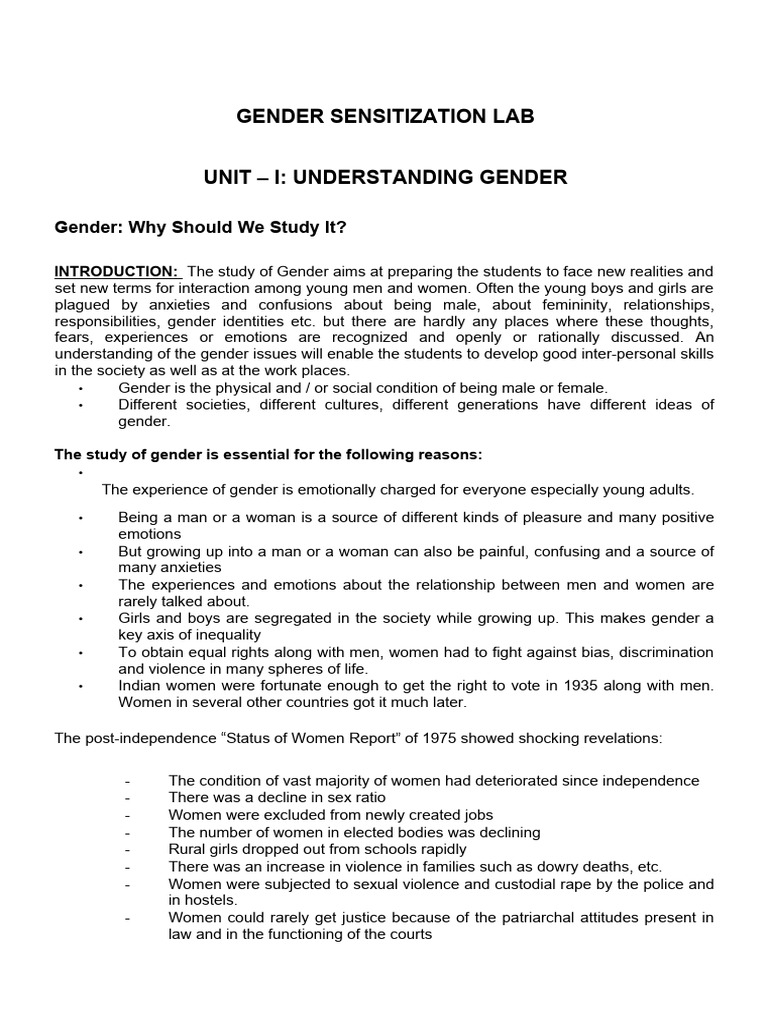 Gender Sensitization | PDF | Gender | Gender Studies