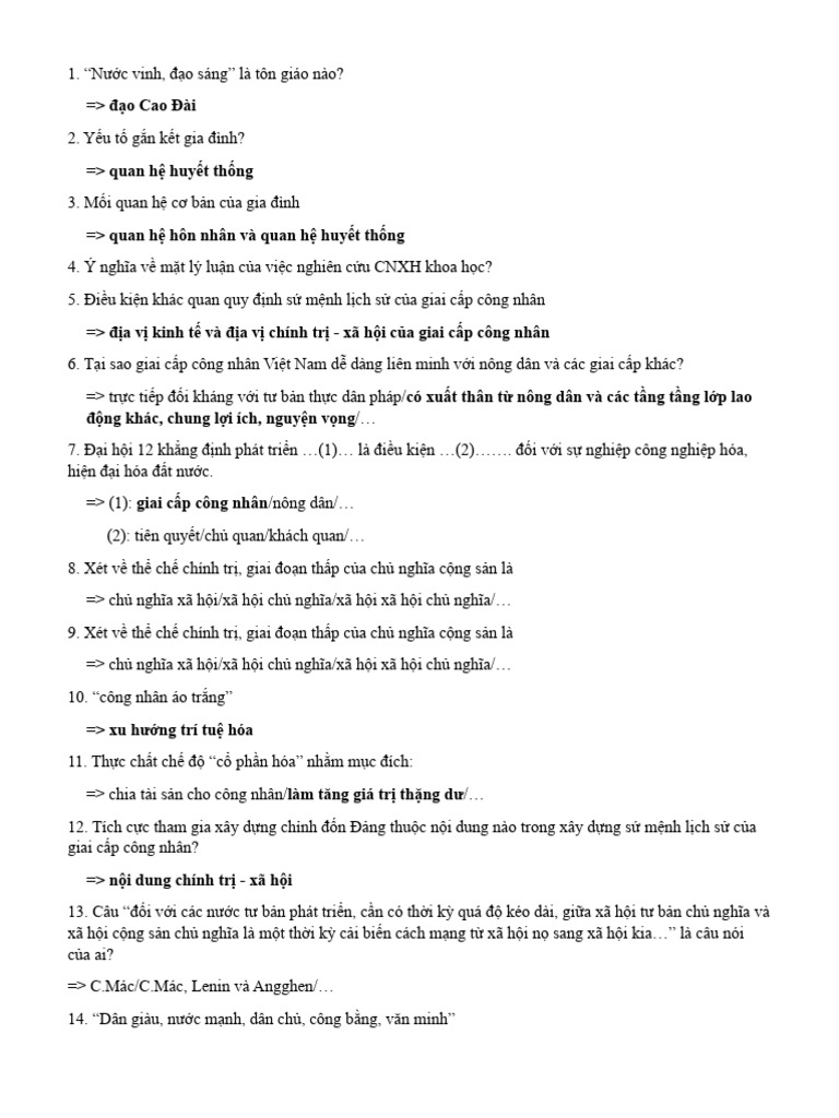 trắc nghiệm thi - CNXH | PDF