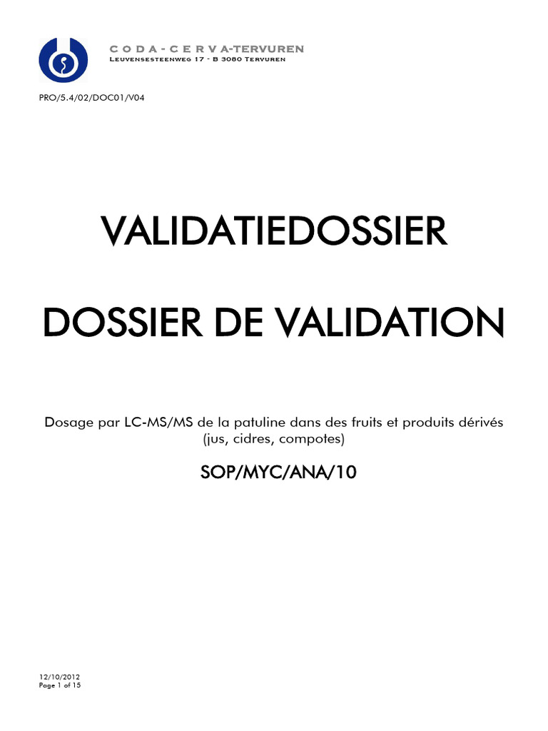 Répétabilité du dosage de la patuline | PDF | Sciences et mathématiques
