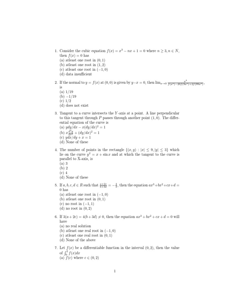 Workbook 1 | PDF | Zero Of A Function | Tangent