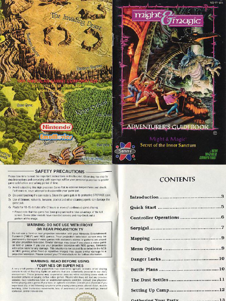 Might Magic Secret of The Inner Sanctum Nes Manual | PDF