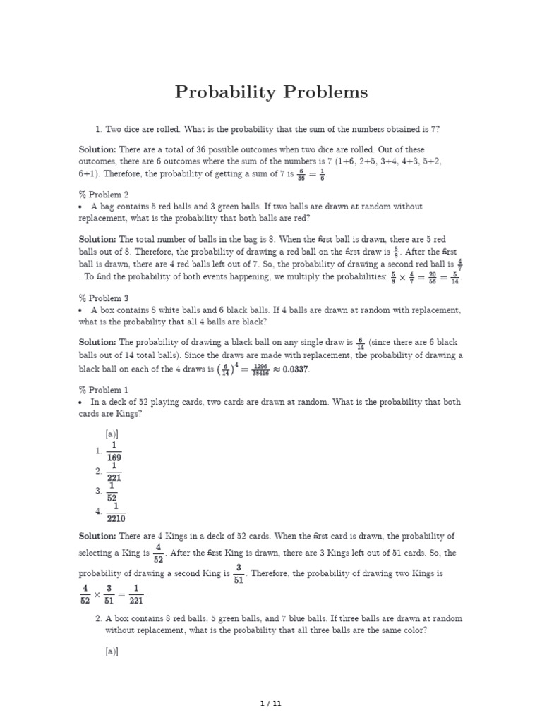 Problems | PDF | Probability | Dice