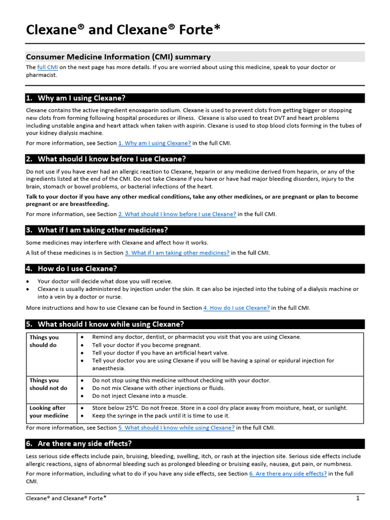 clexane | Download Free PDF | Dose (Biochemistry) | Chemistry