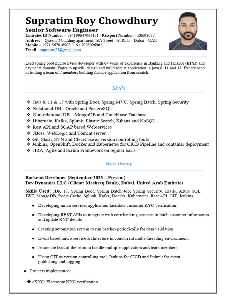 Supratim Roy Chowdhury Resume PDF | PDF | Databases | Oracle Corporation