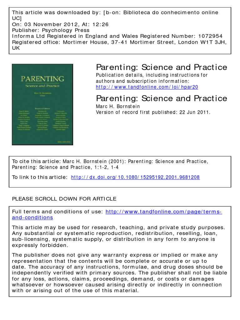 2001_Bornstein_parenting science and practice | Download Free PDF | Parenting | Parent