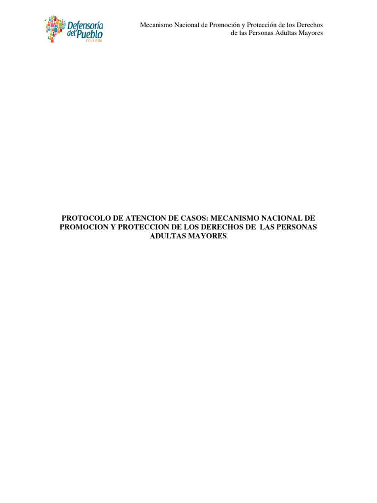 Protocolo Atencion de Casos Mecanismo AdultosMayores | PDF | Vejez | Adultos