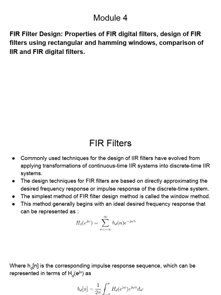 Module 4_dsp | PDF | Filter (Signal Processing) | Signal Processing