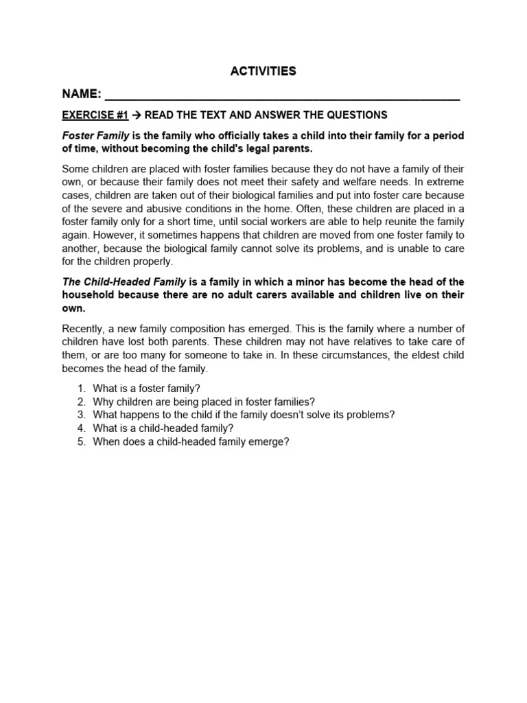 Activities Reading | PDF | Child Abuse | Adolescence