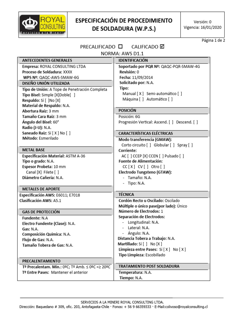 WPS 4G Smaw Qaqc | Descargar gratis PDF | Soldadura | Construcción