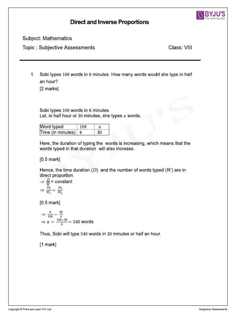 Direct and Inverse Proportions Session 1 - SUB | PDF