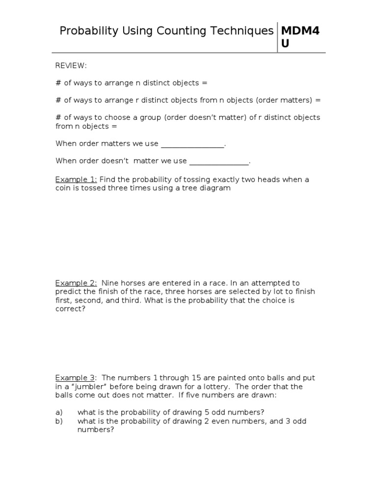 Probability Using Counting Techniques | PDF Probability Using Counting Techniques | PDF
