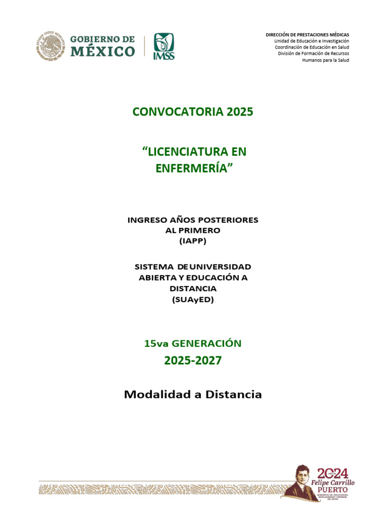 Convocatoria 2025-2027 SUAyED | PDF | Enfermería | México