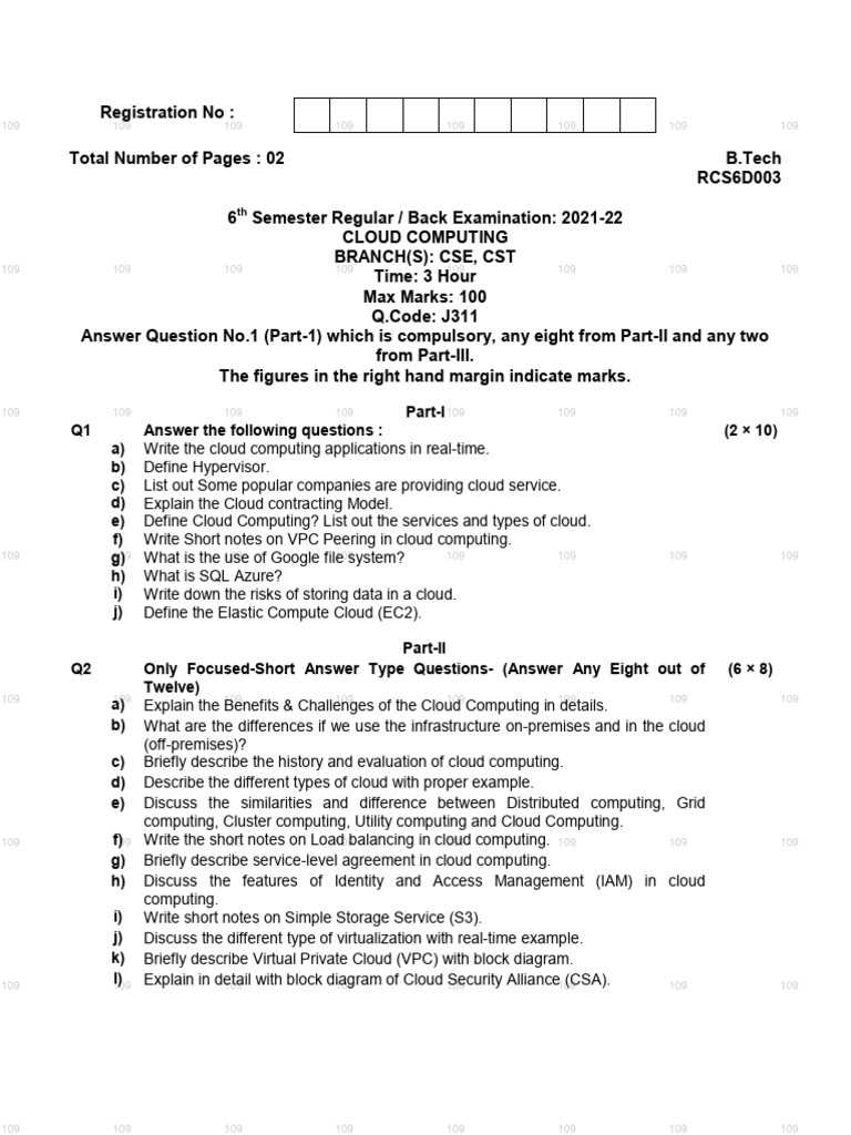 Cloud Computing-6th-Cse-2021-22-Btech | PDF | Cloud Computing | Microsoft Azure