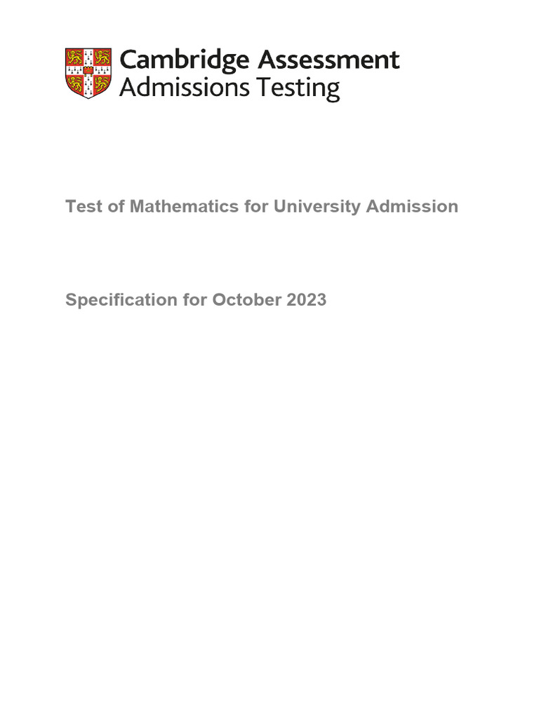 Cambridge TMUA Specification | Download Free PDF | Quadratic Equation ...