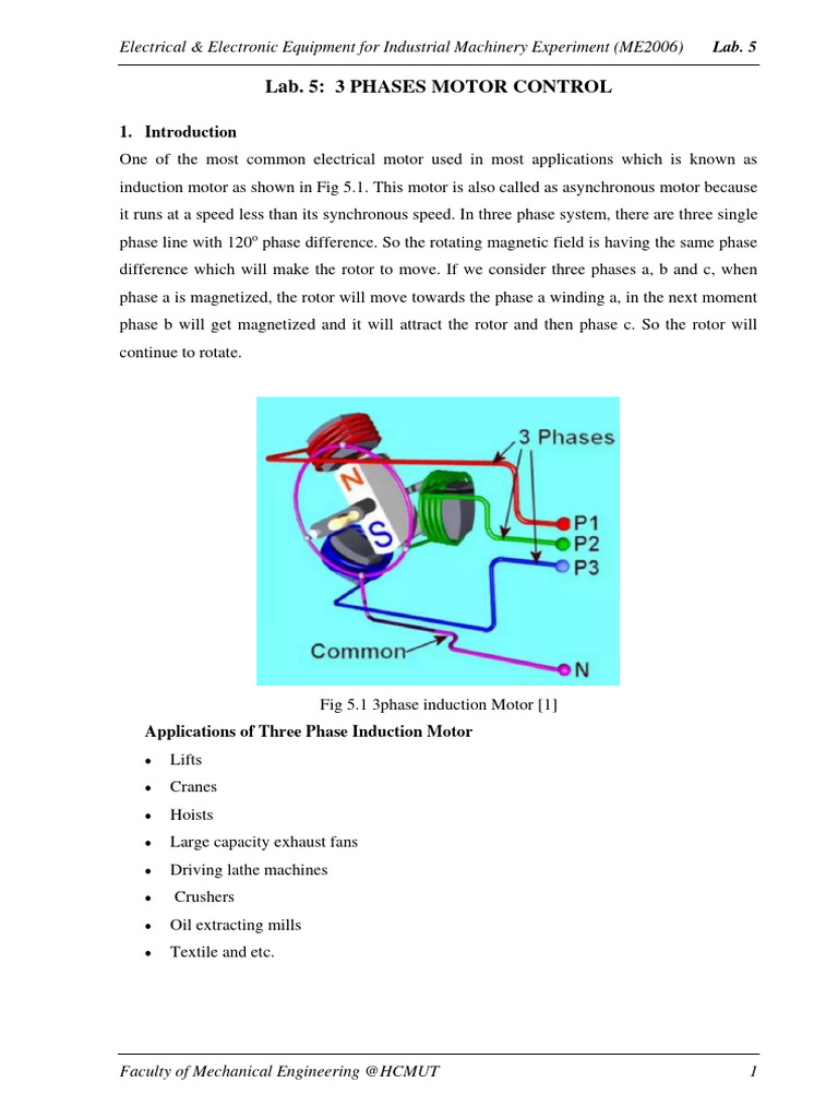 Lab5 - Three-Phase Motor | Download Free PDF | Electric Motor | Relay