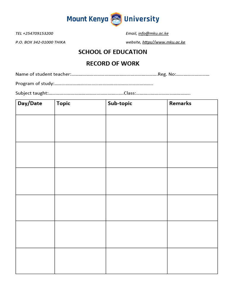 Record of Work | PDF | Career & Growth