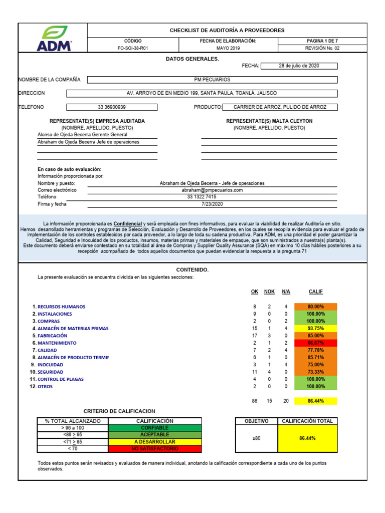 Checklist de Auditoría a Proveedores Fo-sgi-38-r01 Rev 03 | PDF Checklist de Auditoría a Proveedores Fo-sgi-38-r01 Rev 03 | PDF