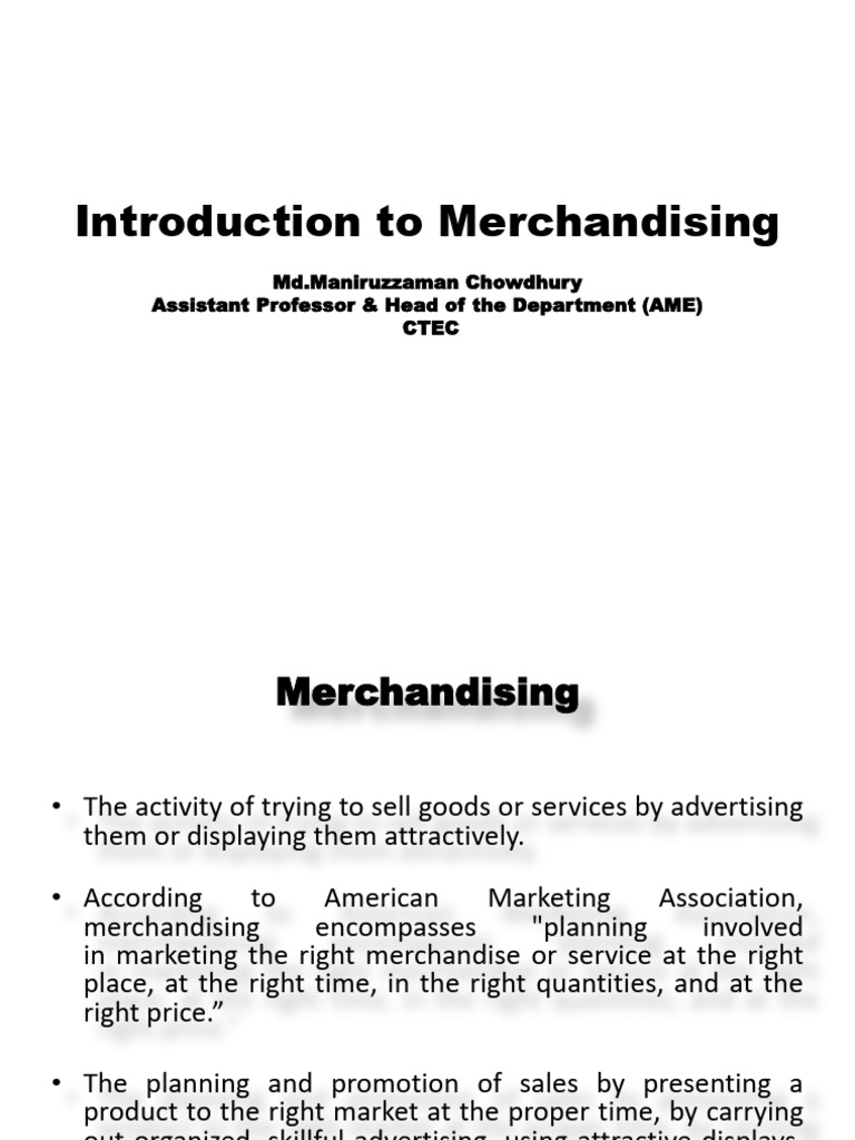 Introduction To Merchandising | PDF | Textiles | Prices