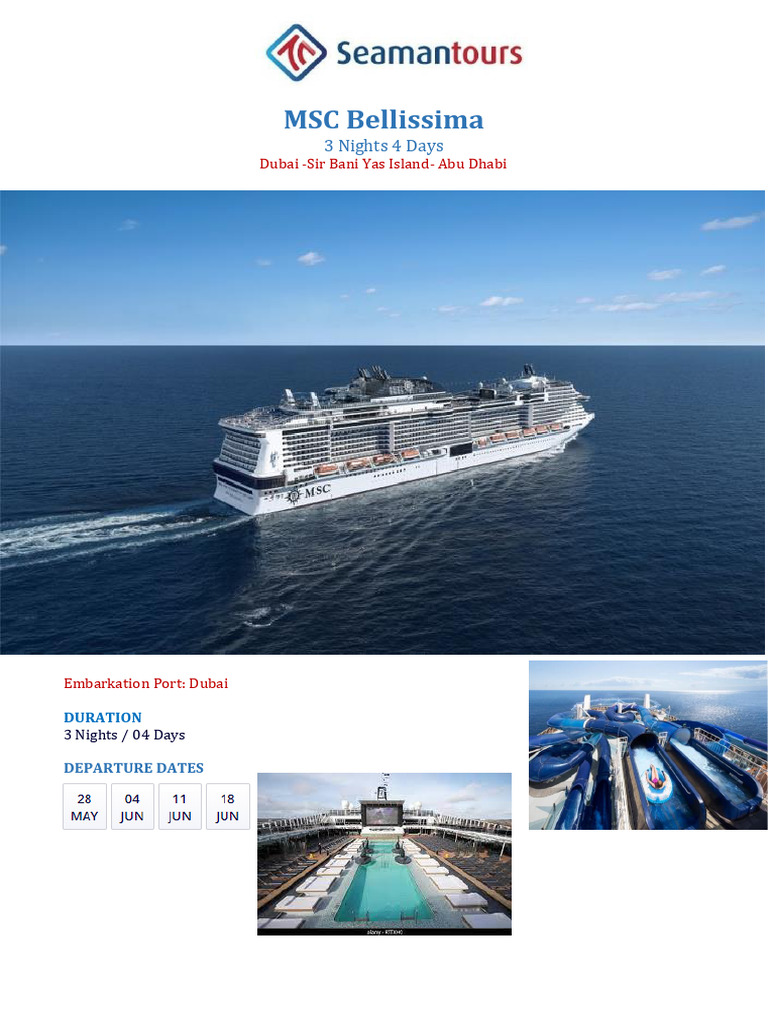 MSC Bellissima Cruise: Dubai to Abu Dhabi | PDF | Insurance | United ...