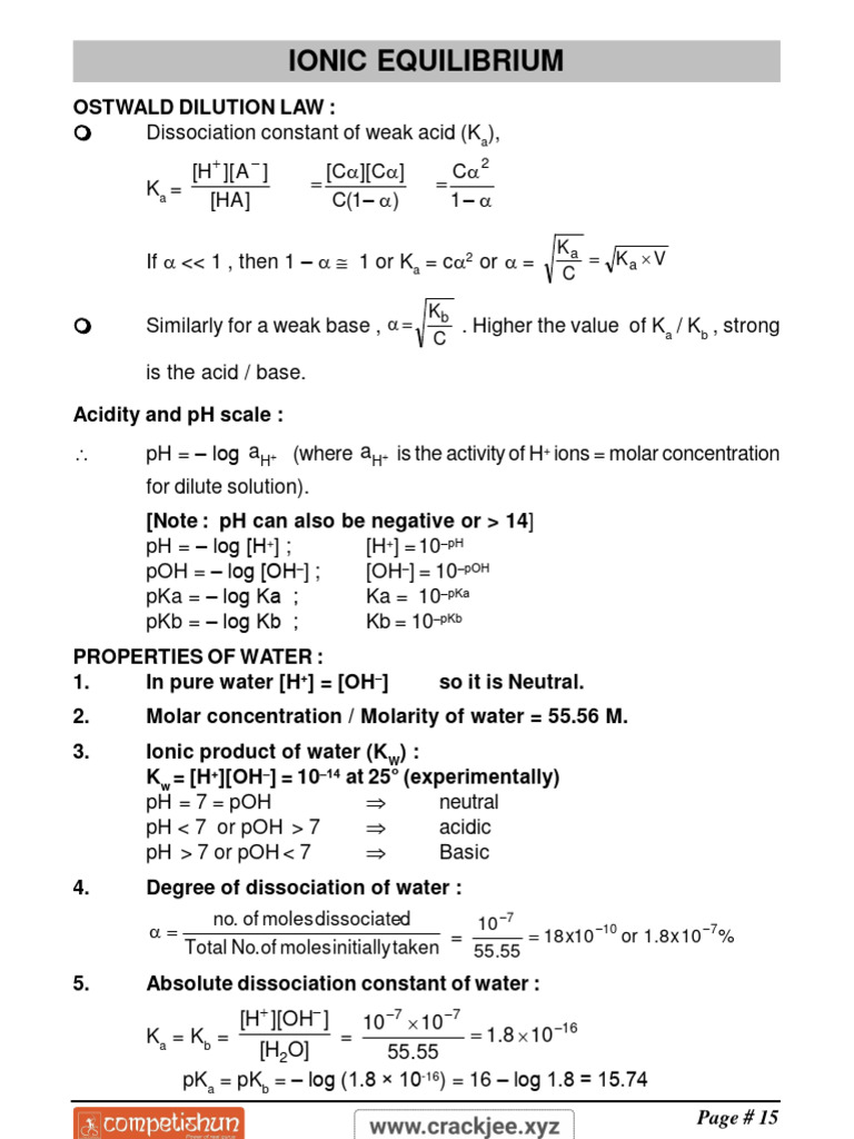 Chemical Equilibrium | PDF | Ph | Acid Dissociation Constant