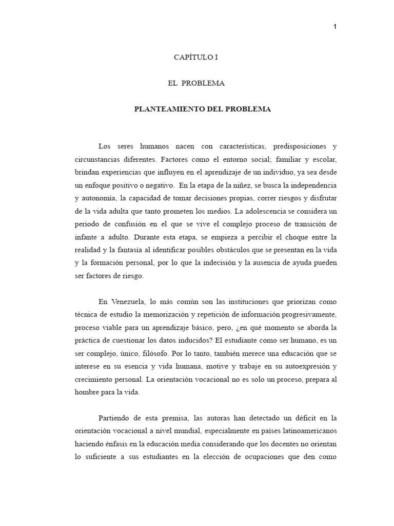 Capítulo I-Planteamiento Del Problema | PDF | Adultos | Aprendizaje