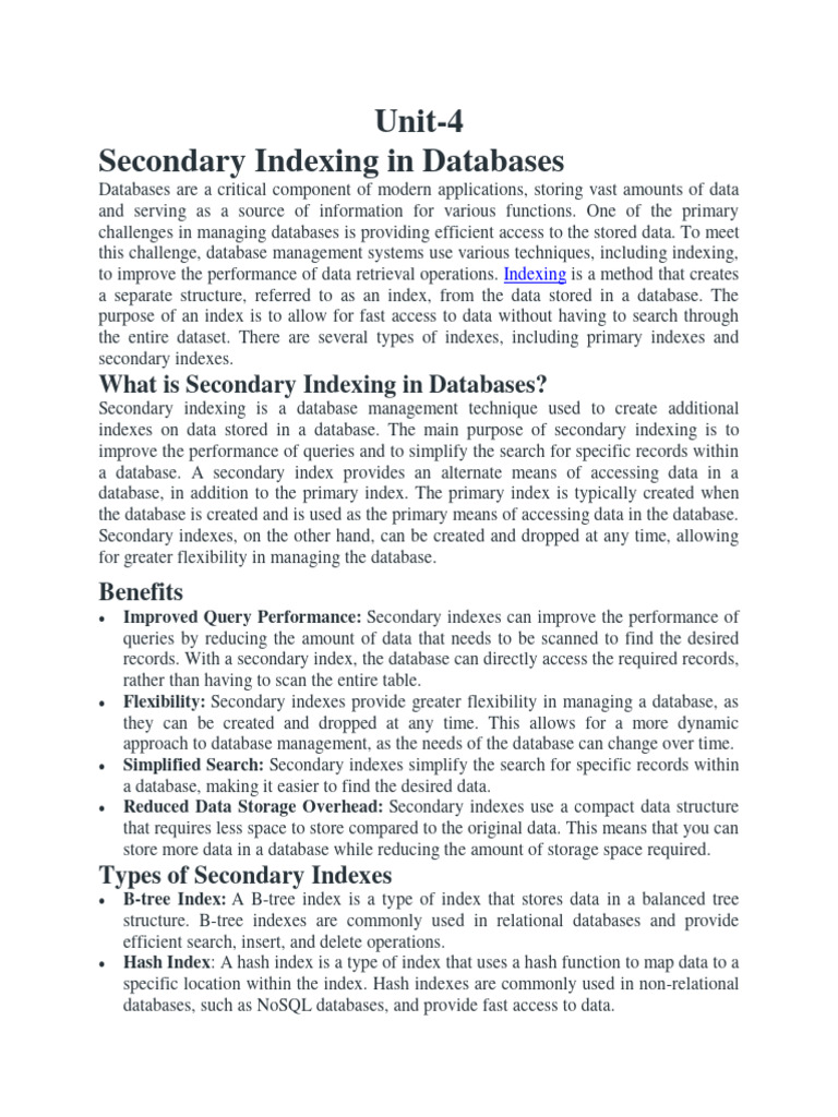 DBMS Unit-4 | PDF | Database Index | Databases