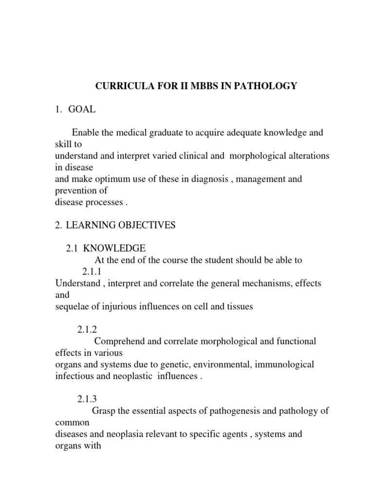 MBBS Syllabus Aug2016 | PDF | Pathology | Neoplasms