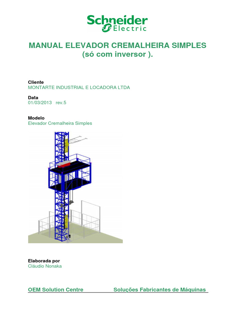 Manual Do Elevador Cremalheira Simples Rev5-2 | PDF