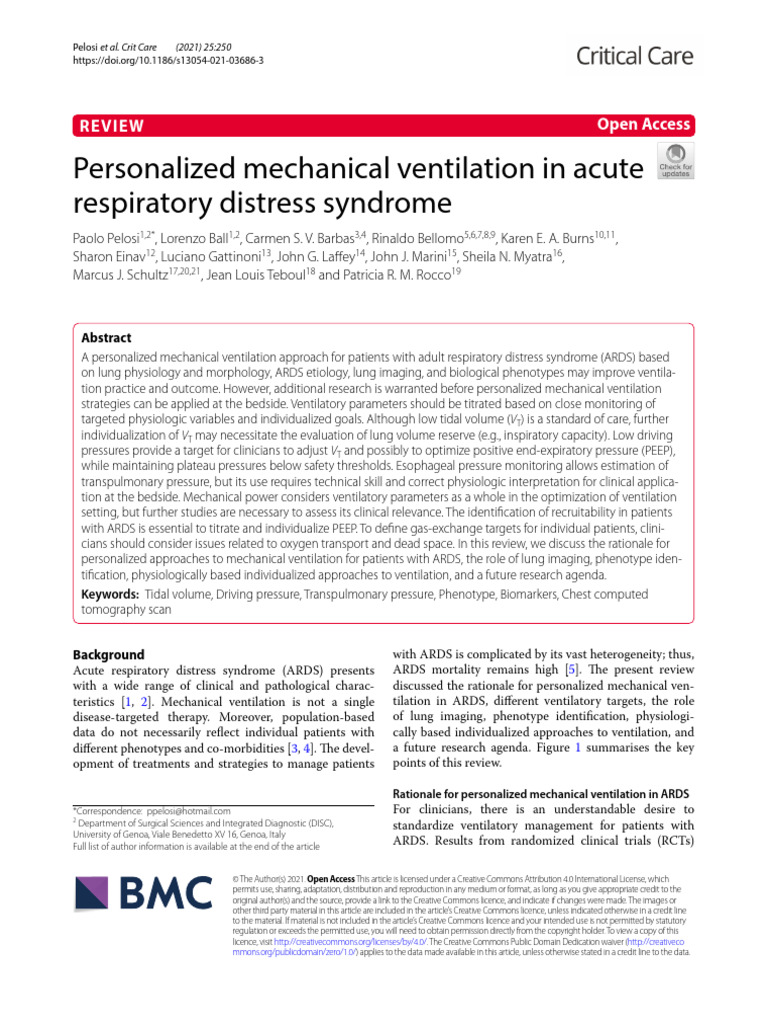 Personalized Mechanical Ventilation 1703306307 | PDF | Lung | Intensive ...