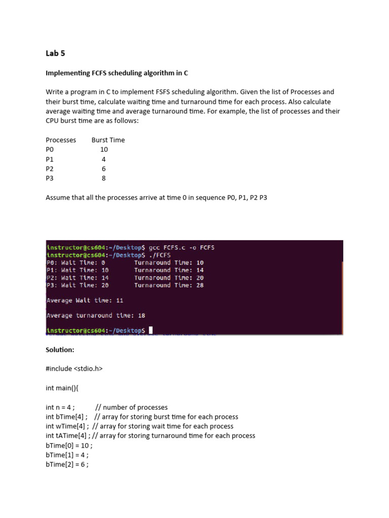 FCFS Scheduling Algorithm in C | PDF | Technology & Engineering