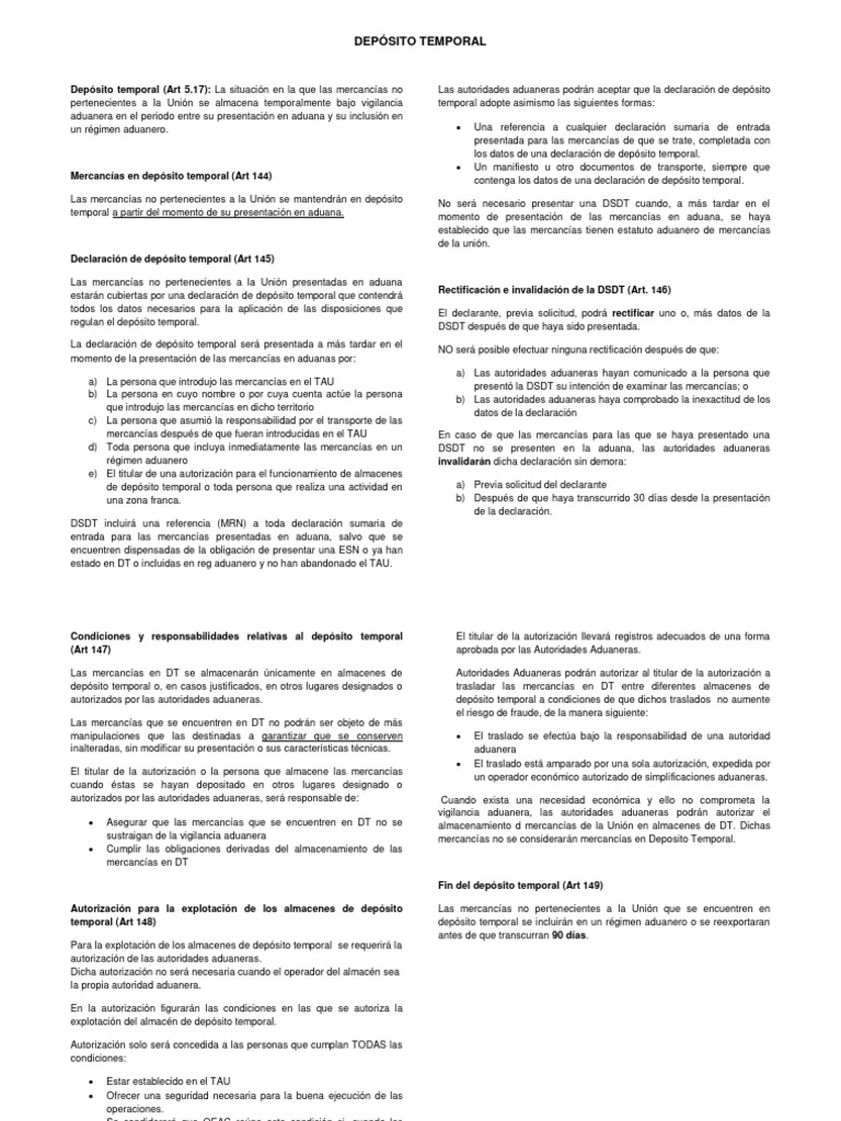 Depósito Temporal de Mercancías | PDF | aduana