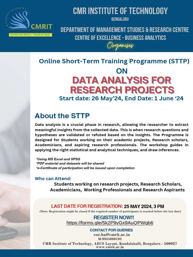 STTP Brochure-Data Analysis - CoE-BA-MBA-CMRIT | PDF | Science ...