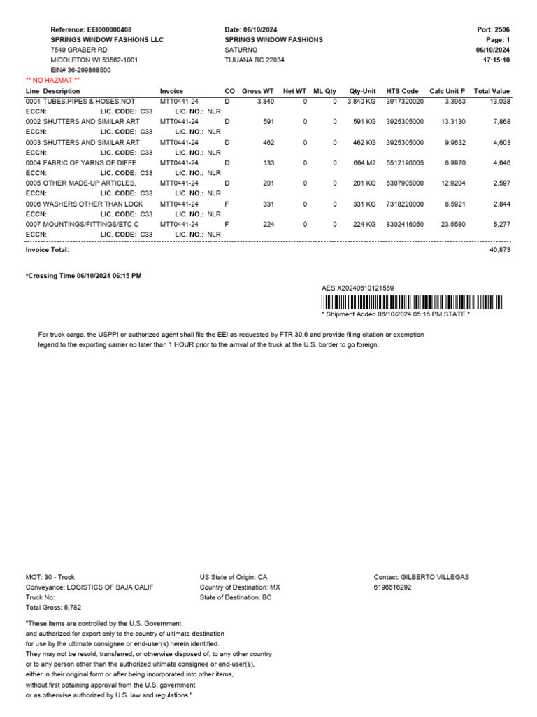 20240610t171512.314-Sed Proforma Eei000000408 | PDF | Logistics | Exports