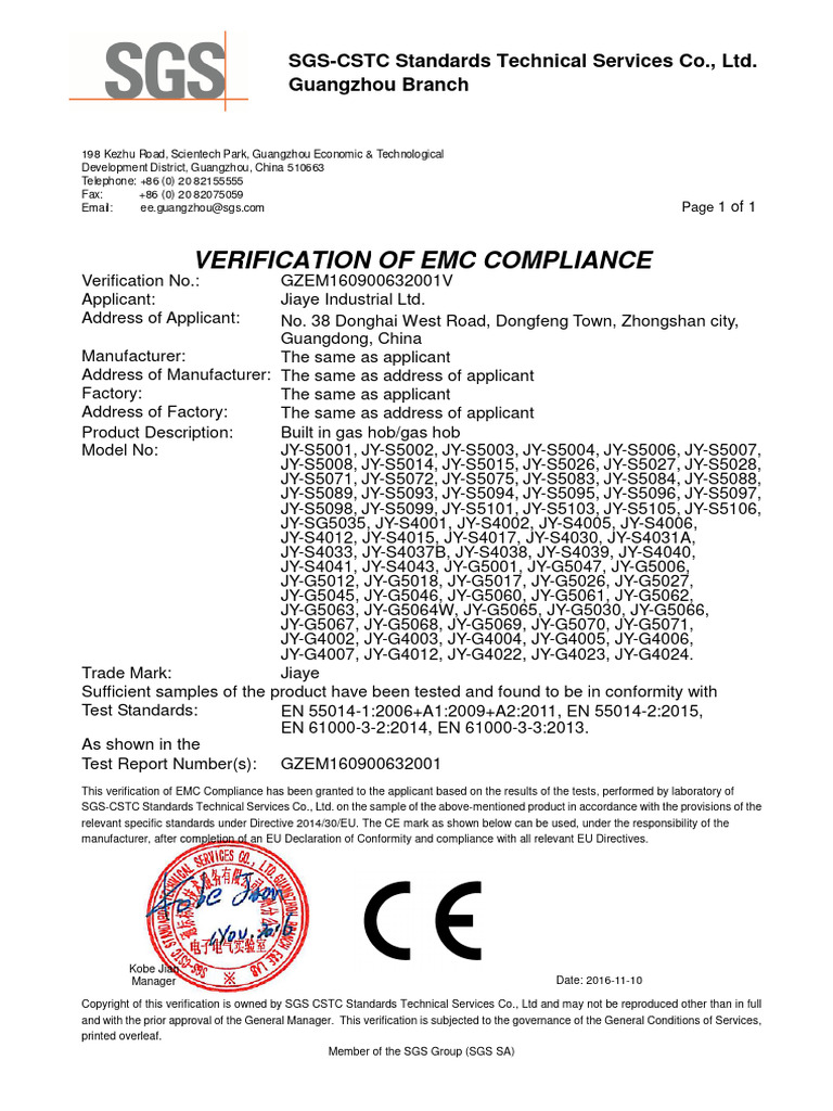 CE Compliance Verification for Gas Hob | PDF | Business | Computers