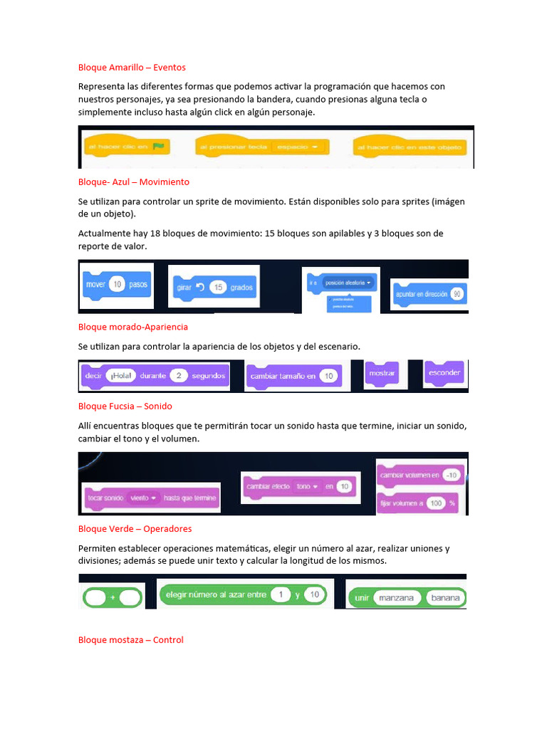 Bloques de Programación de Scratch | PDF