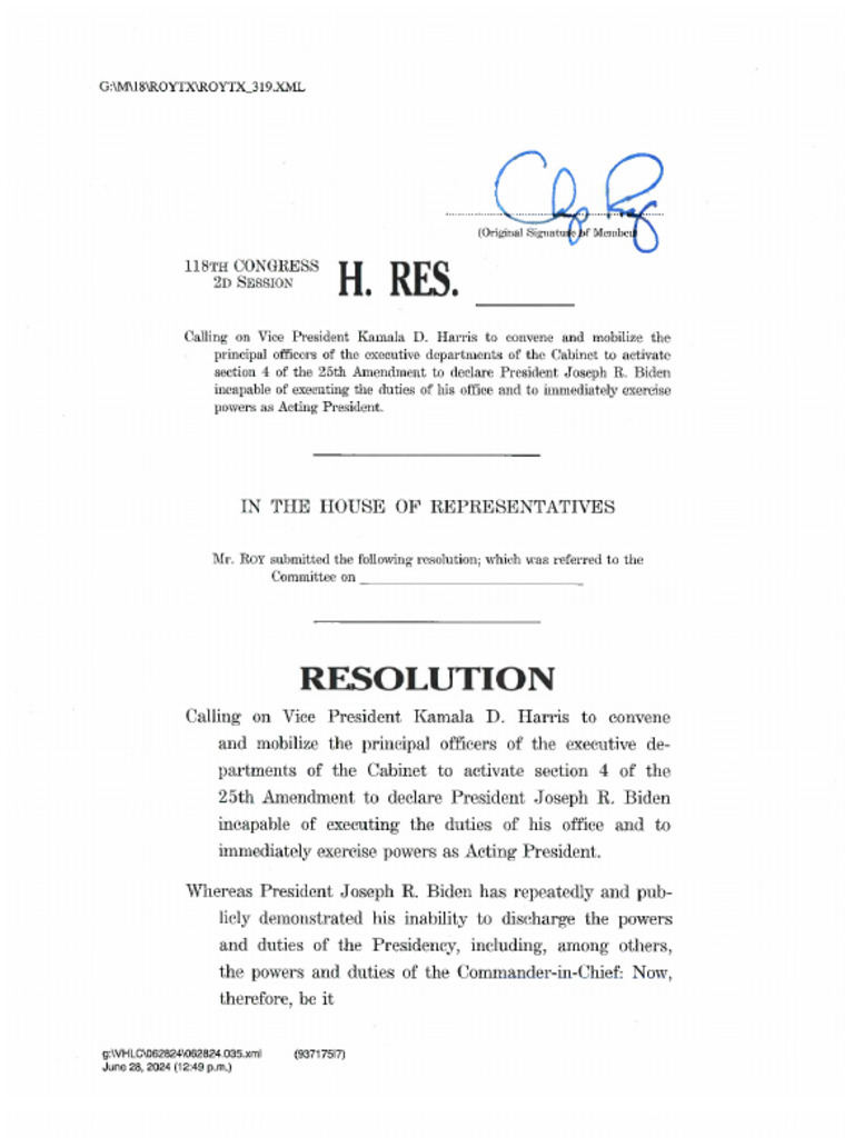 25th Amendment Resolution Text | PDF