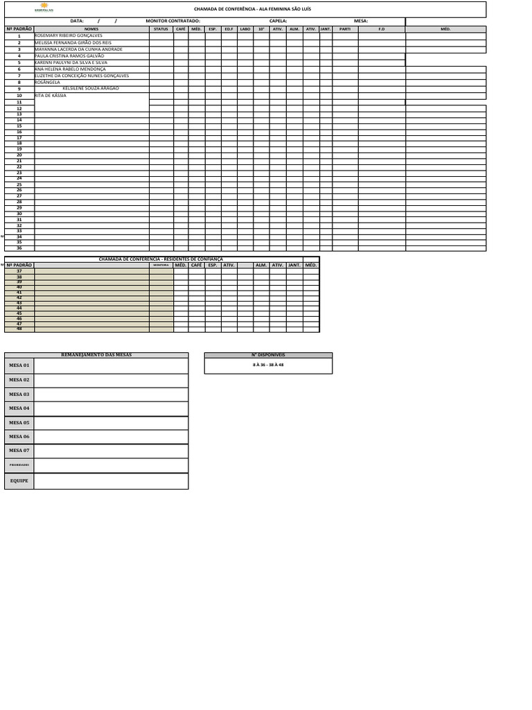 Chamada Atualizada Ivv São Luís Feminina | PDF