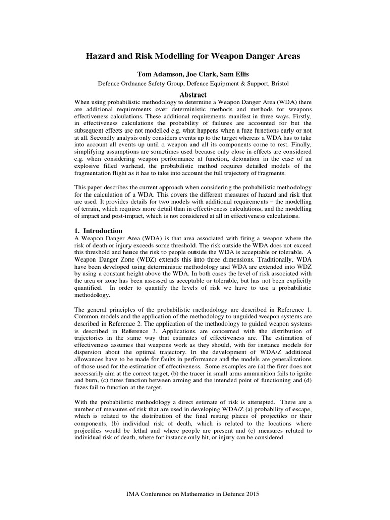 Hazard and Risk Modelling For Weapon Danger Areas | PDF | Risk | Drag ...