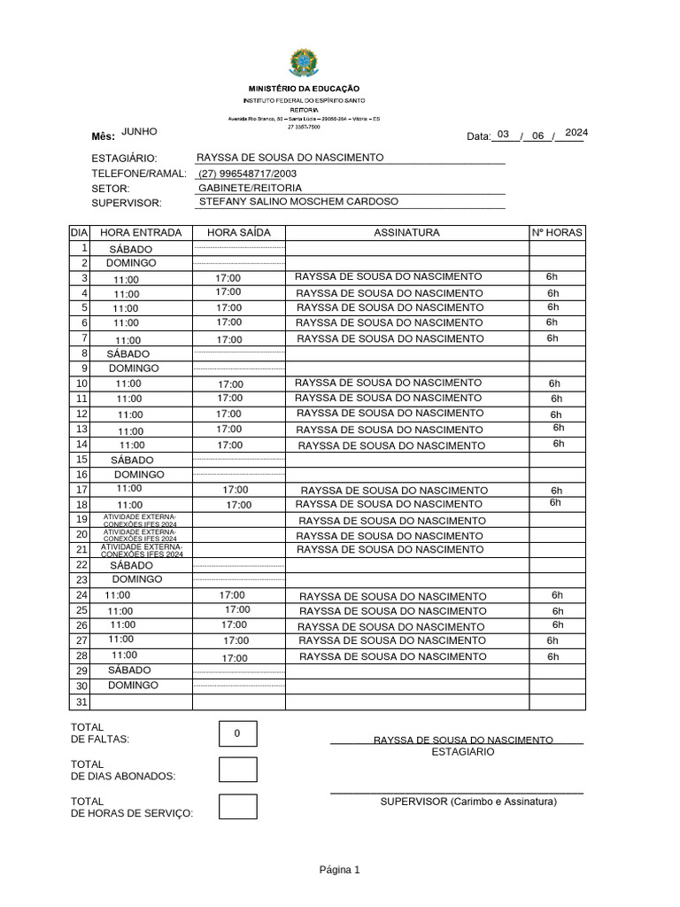 Folha Ponto Estagiarios (1) Combinado | PDF