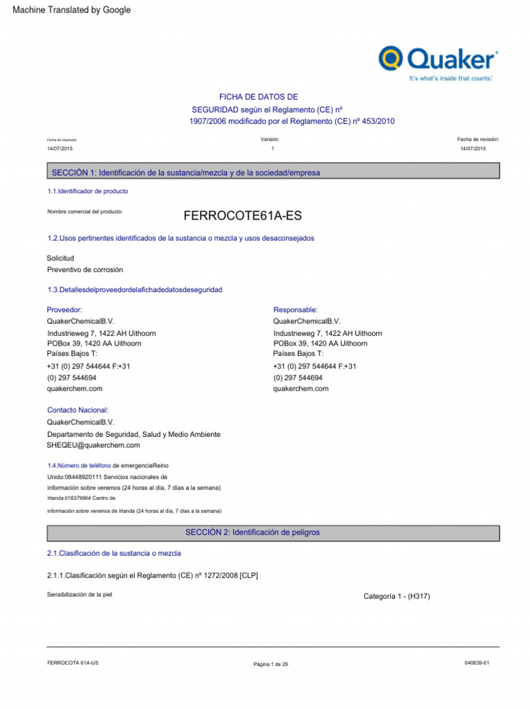 HDS Ferrocote 61A-US (Español) | PDF | Petróleo | Agua