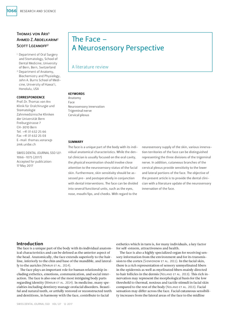 The Face-Neurosensory Perspective) | PDF | Human Nose | Nervous System
