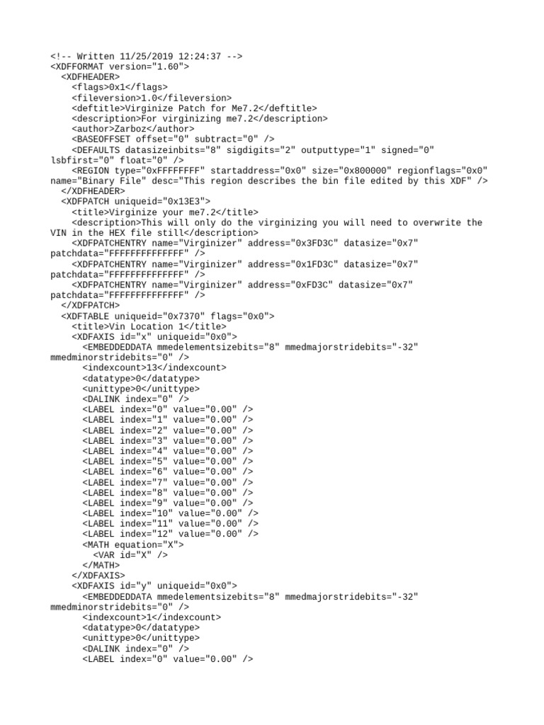 Virginize Patch for ME7.2 XDF | PDF