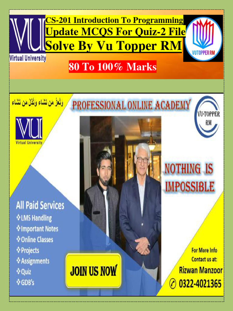 CS201 Quiz-2 | Download Free PDF | Pointer (Computer Programming) | Software Development